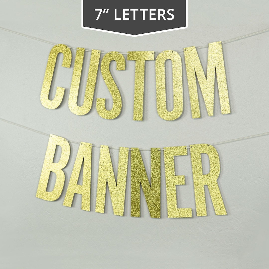 Custom Banner, Narrow Block Letters, 7" Size - Personalized Banner ...