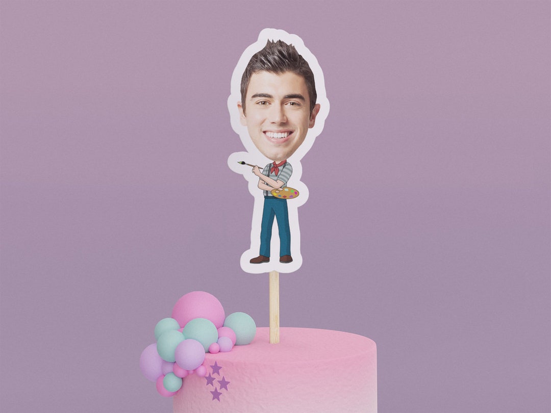 Cartoon Artist Cake Toppers - Painter, Custom Birthday Party Cake ...