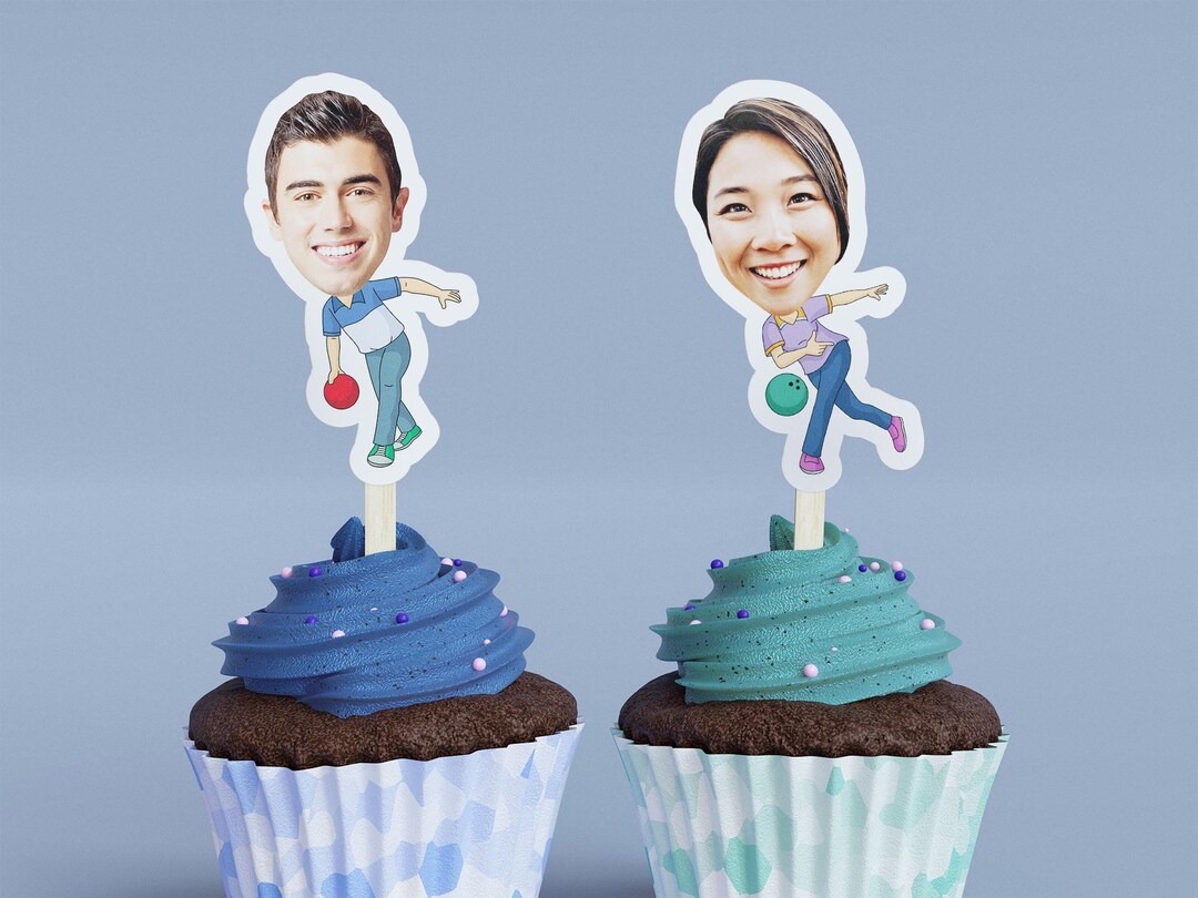 Bowler Cupcake Toppers - Custom Birthday Party Cupcake Toppers, Party ...
