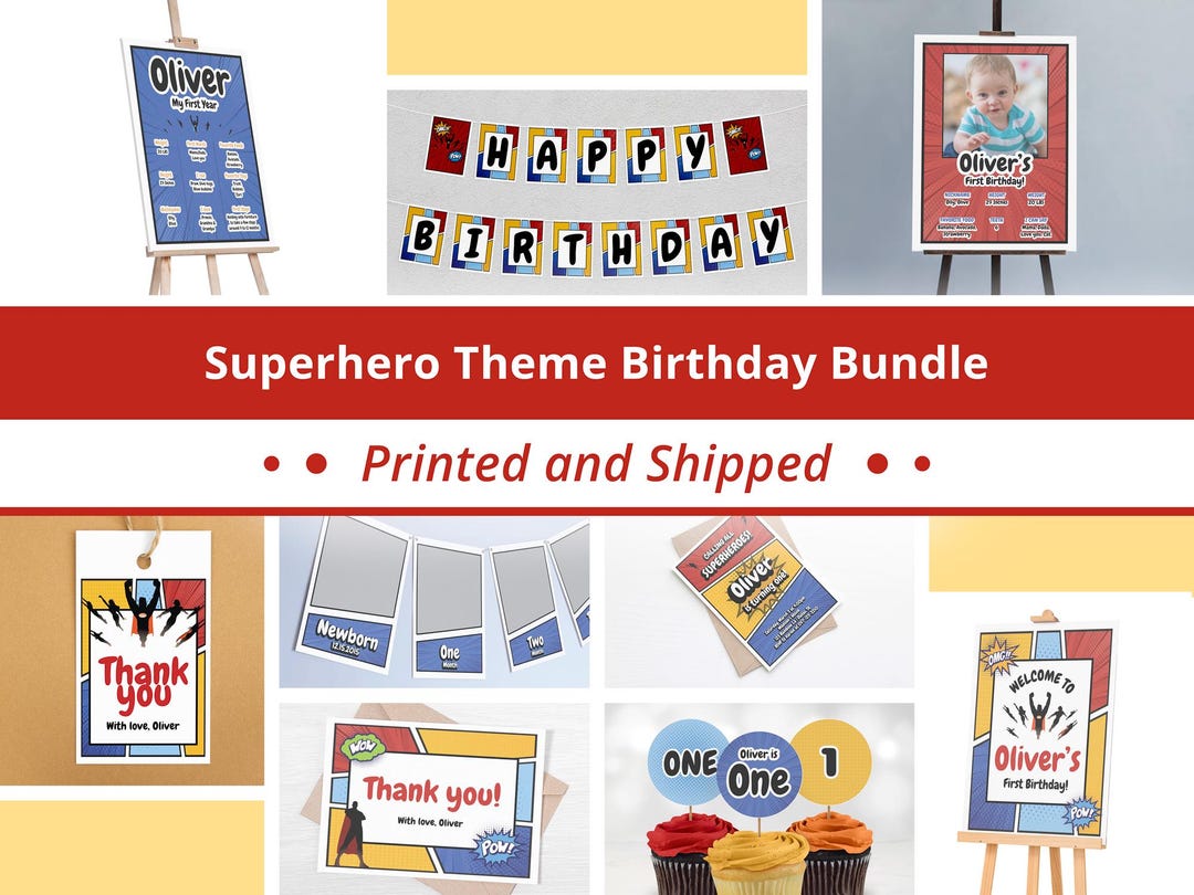 Superhero Theme Birthday Bundle - Printed and Shipped - Welcome Sign ...