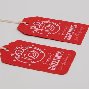 Holiday Gift Tag - Season's Greetings, Christmas, Reindeer, Printed Tag ...