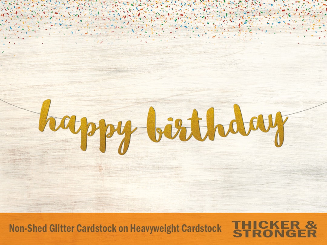 Happy Birthday Banner, Script Font - Happy Birthday Sign, Party Banner ...