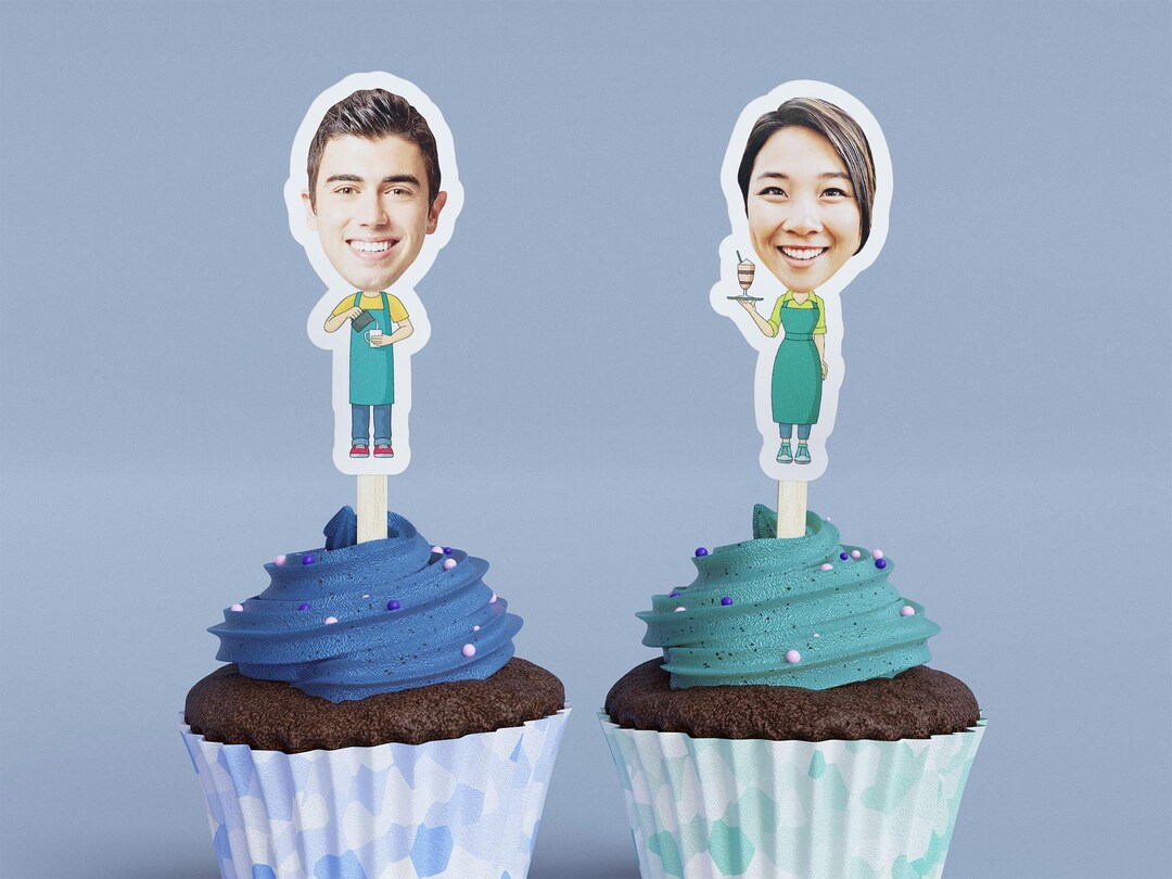 Barista Cupcake Toppers - Custom Birthday Party Cupcake Toppers, Party ...