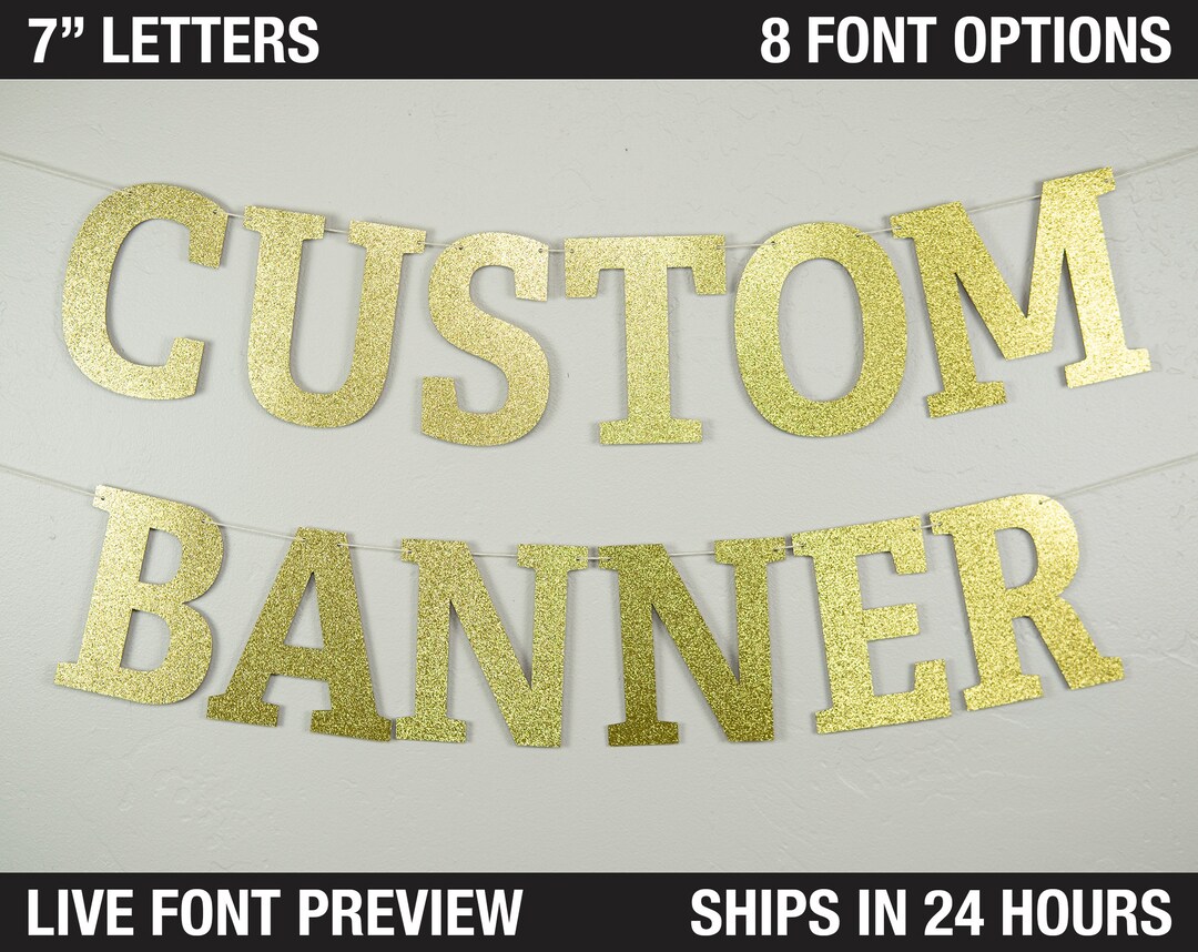 Custom Banner, Slab Serif Style, 7 Personalized Party Banner Decor ...