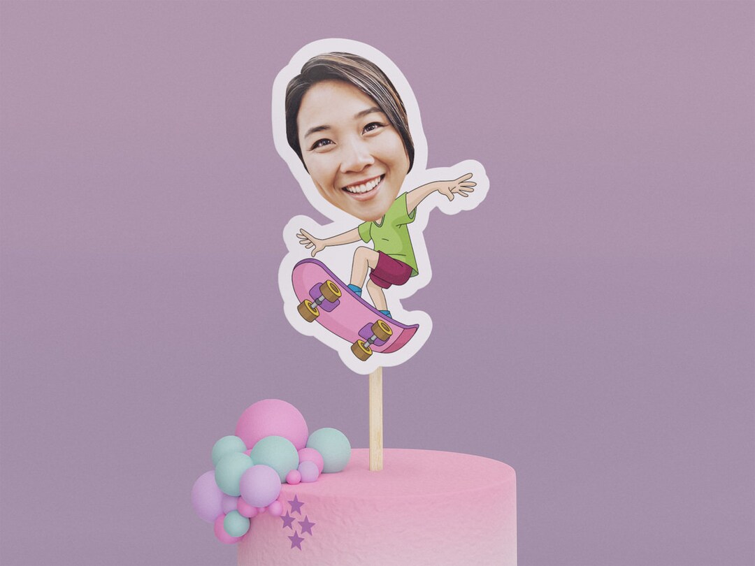 Cartoon Skateboarder Cake Toppers - Custom Birthday Party Cake Toppers ...