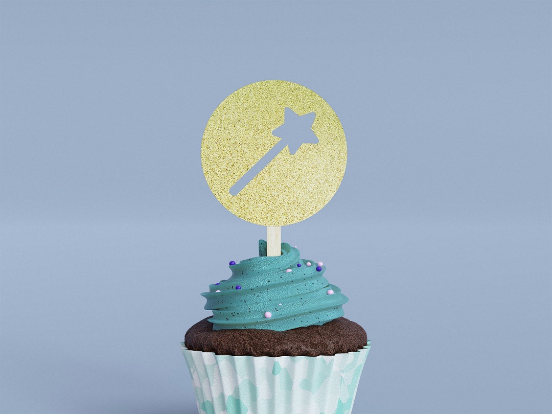 Magic Wand Glitter Cupcake Toppers or Shapes Only - Custom Birthday ...