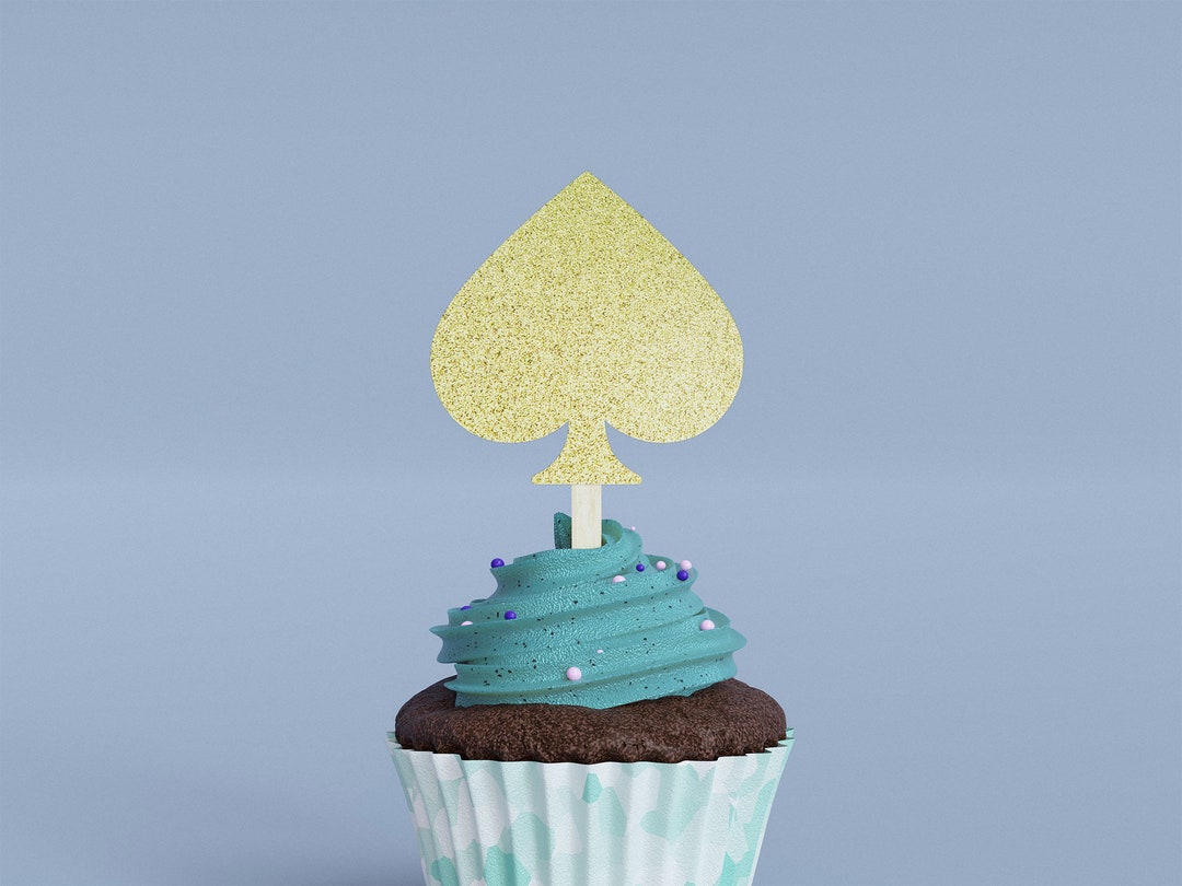 Spade Symbol Glitter Cupcake Toppers or Shapes Only - Custom Birthday ...