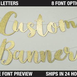 Custom Banner, Script Letters, 11 Extra Large Letters Cardstock Premium ...