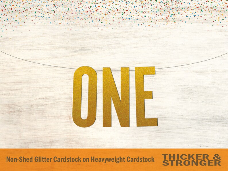 One Glitter Banner Block Letters First Birthday Birthday - Etsy
