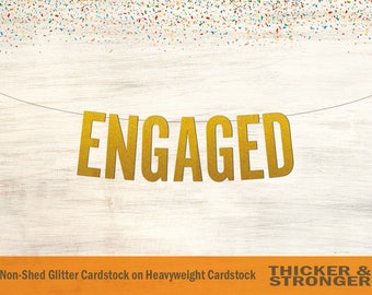 Engaged Banner Script Font Engagement Party Decor | Etsy