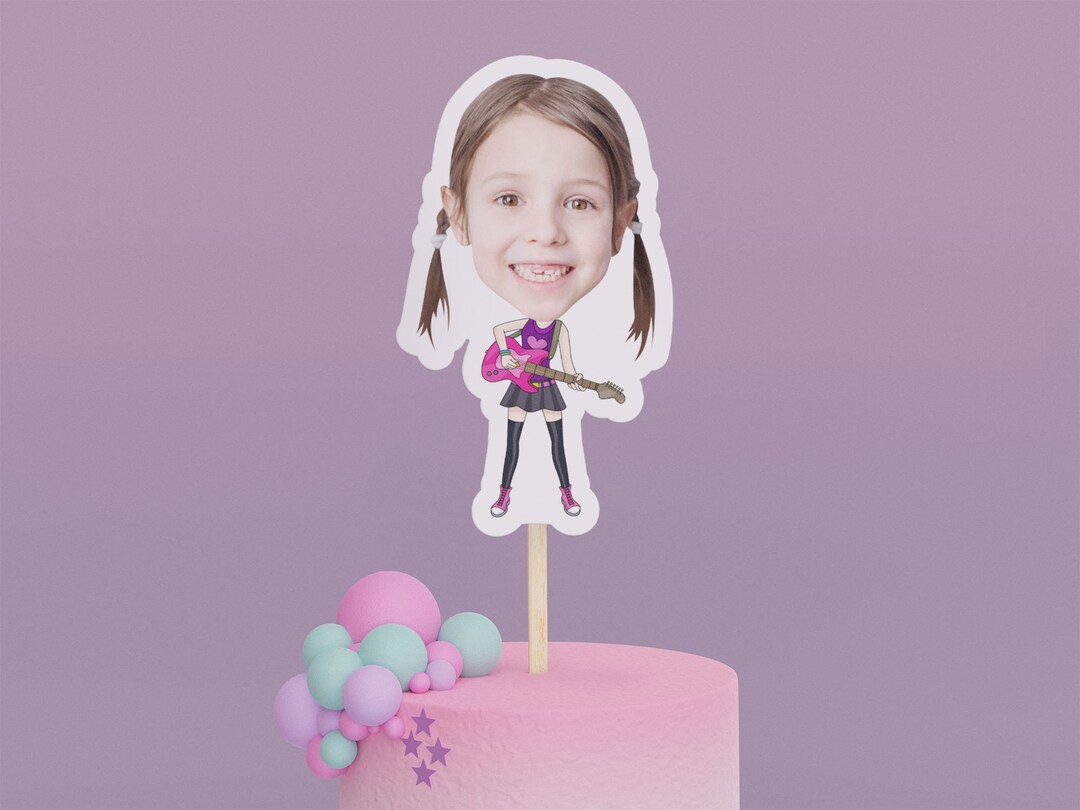 Cartoon Rockstar Cake Toppers - Custom Birthday Party Cake Toppers ...