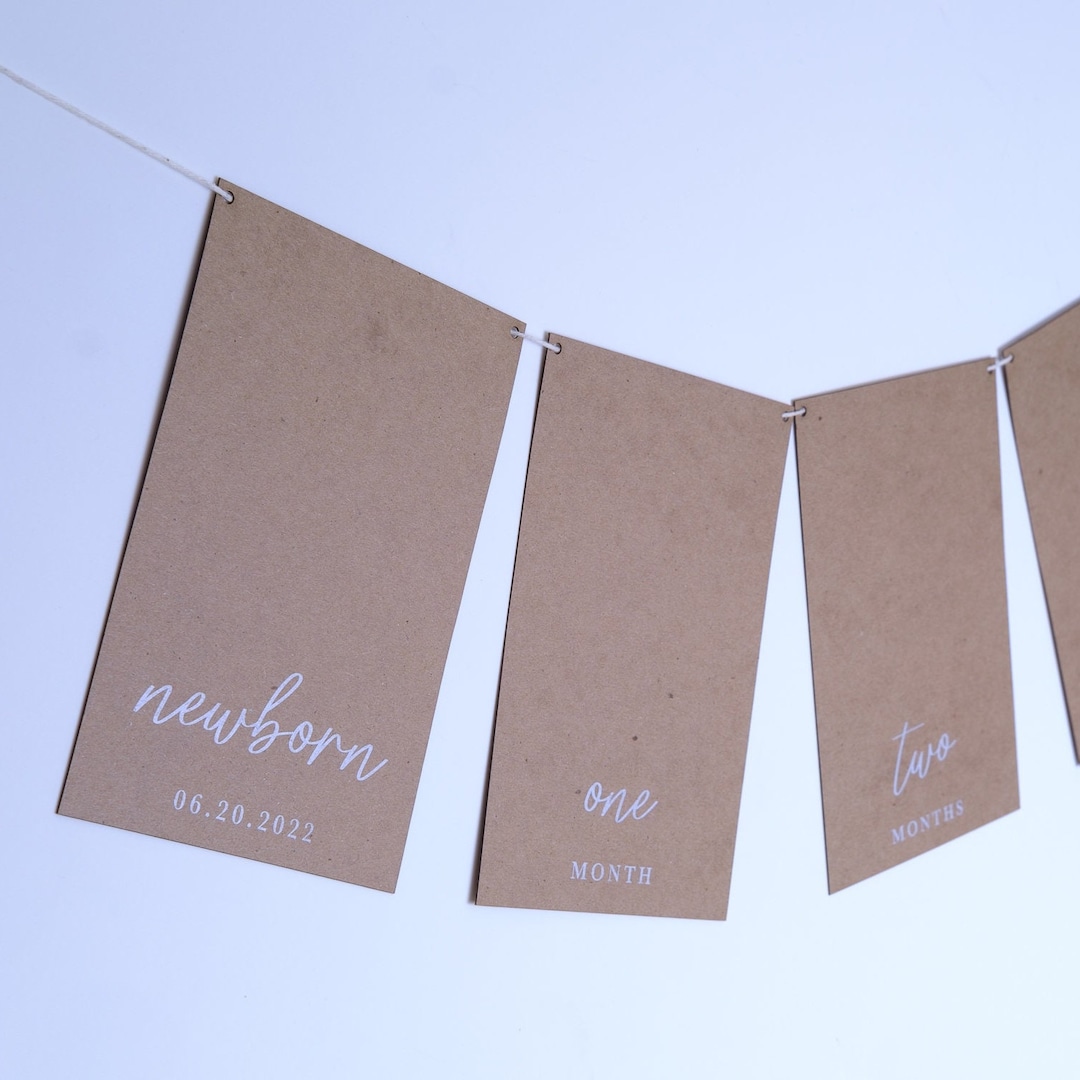 Minimalist Style One Year Photo Banner, Personalized Birthdate ...