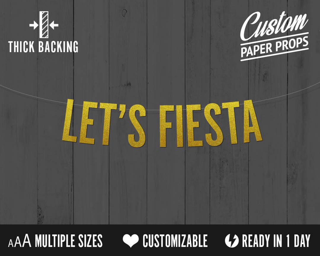 LET'S FIESTA Banner, Block Font - Party Decoration, Cinco De Mayo Decor ...