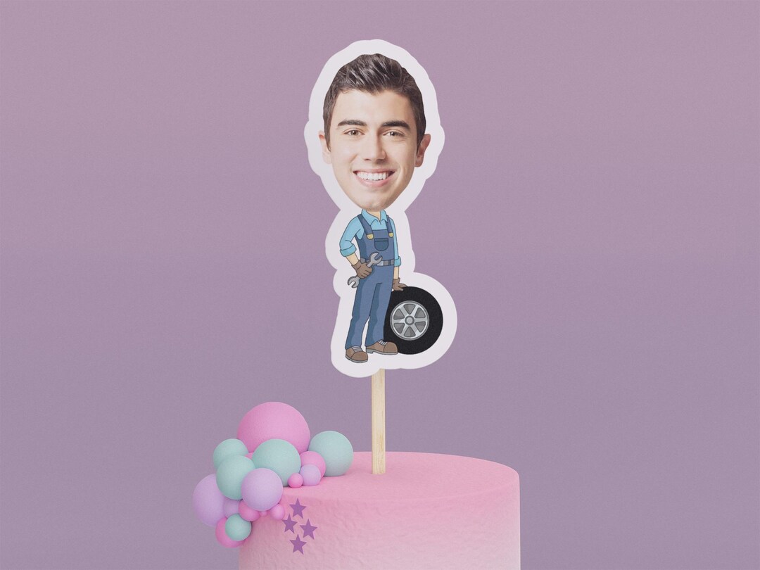 Cartoon Mechanic Cake Toppers - Custom Birthday Party Cake Toppers ...