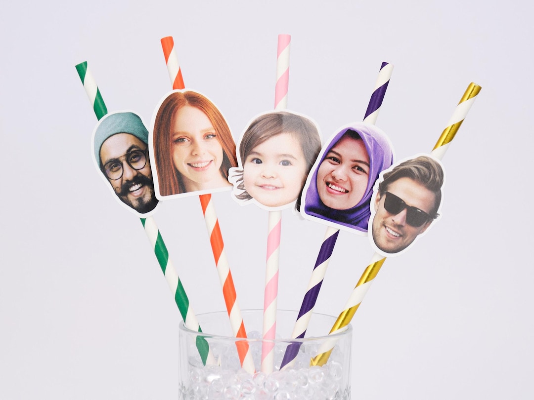 Custom Face Photo Straws - Personalized Birthday Straws, Party ...