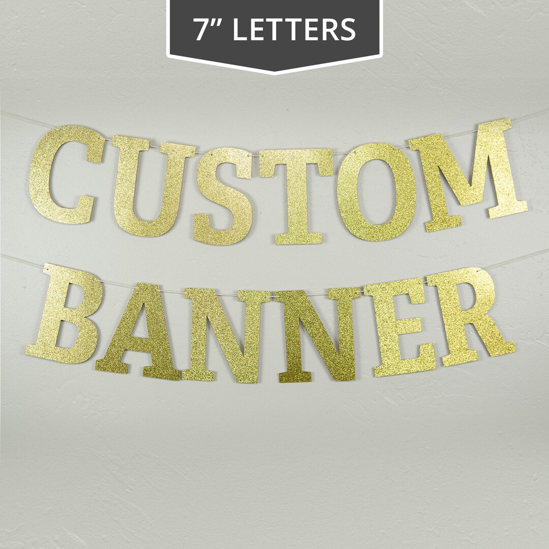 Custom Banner, Slab Serif Style, 7" - Personalized Party Banner Decor ...