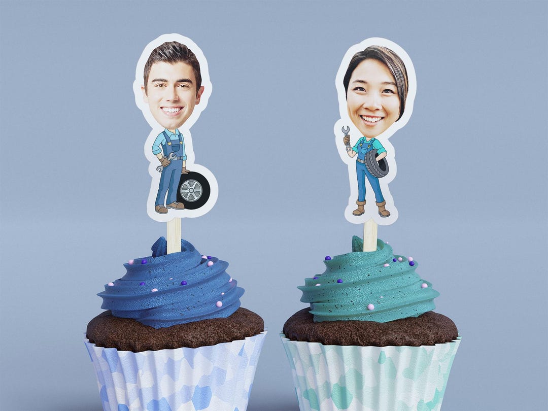 Mechanic Cupcake Toppers - Custom Birthday Party Cupcake Toppers, Party ...