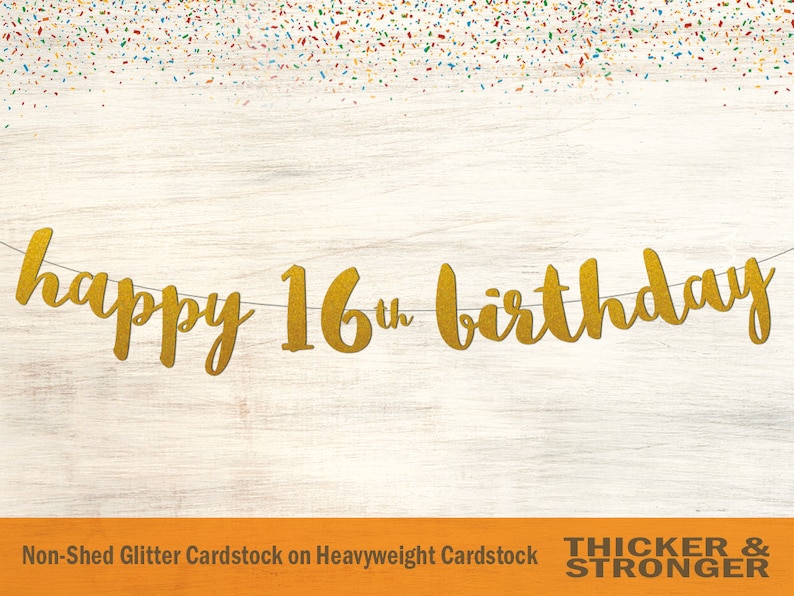 Happy 16th Birthday Banner Script Font Sweet 16 Banner - Etsy