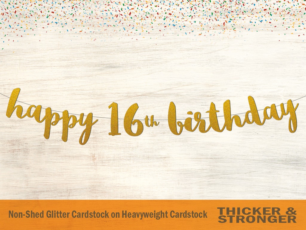 Happy 16th Birthday Banner Script Font Sweet 16 Banner | Etsy