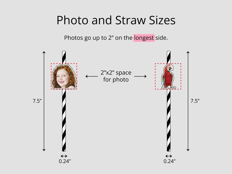 Custom Face Photo Straws - Personalized Birthday Straws, Party ...