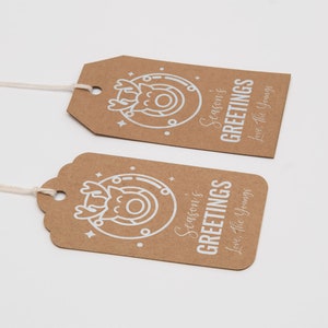 Holiday Gift Tag - Season's Greetings, Christmas, Reindeer, Printed Tag ...