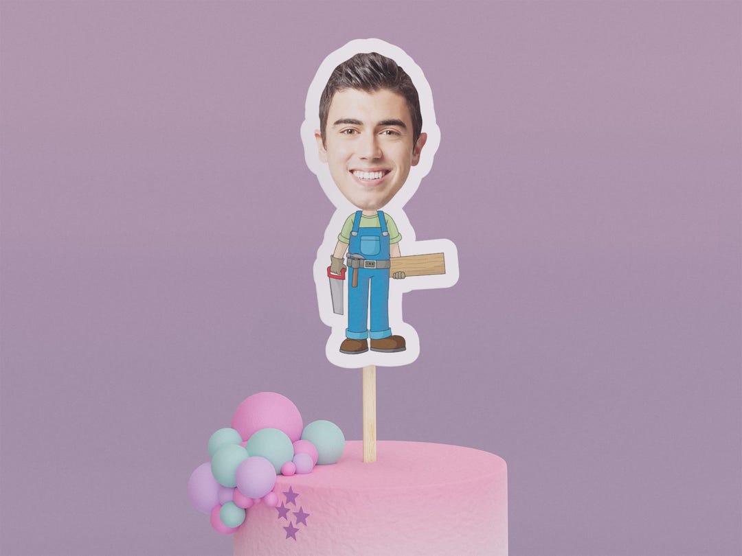 Cartoon Carpenter Cake Toppers - Custom Birthday Party Cake Toppers ...