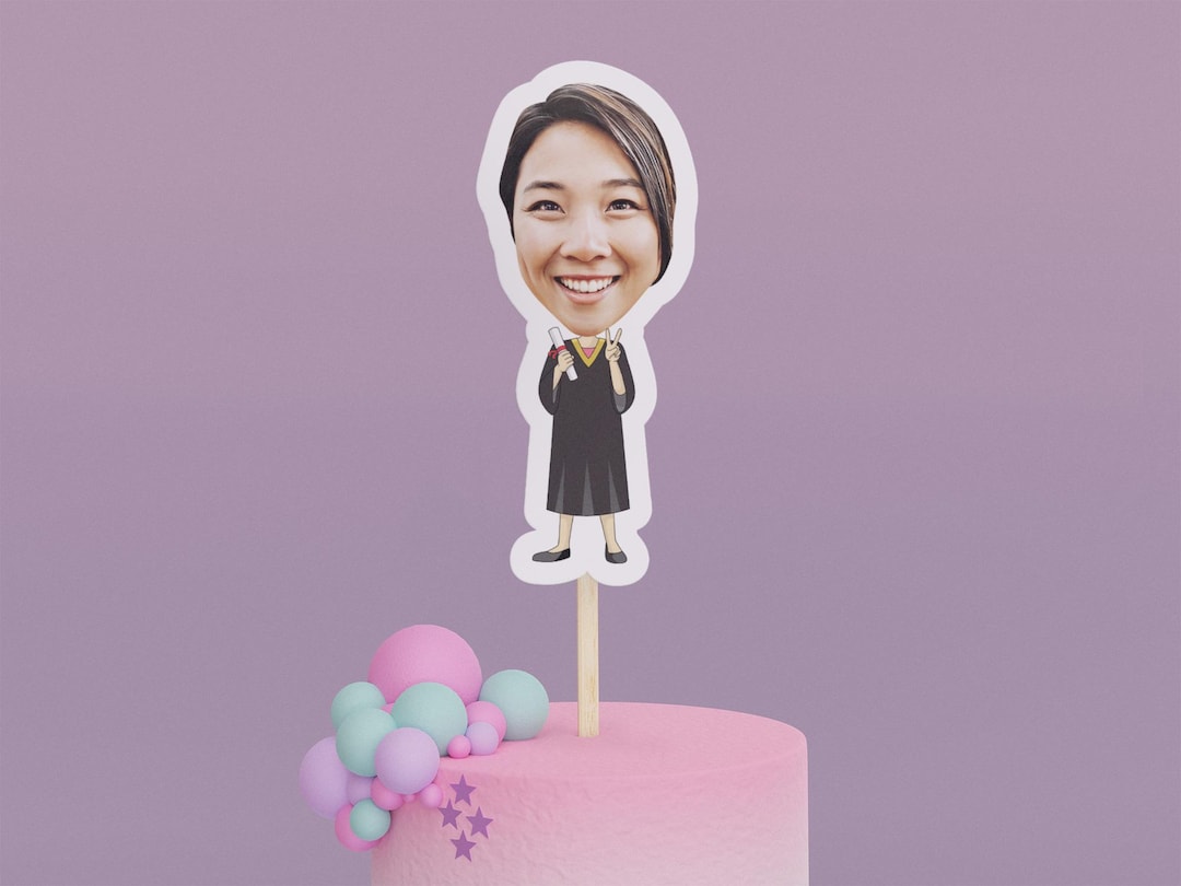 Cartoon Graduate Cake Toppers - Custom Birthday Party Cake Toppers ...