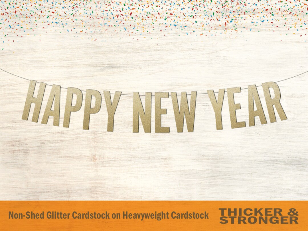Happy New Year Banner, Block Letters - New Years Decorations, New Years ...
