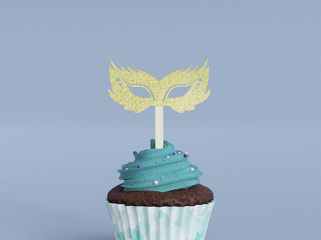 Masquerade Mask Glitter Cupcake Toppers or Shapes Only - Version 1 ...