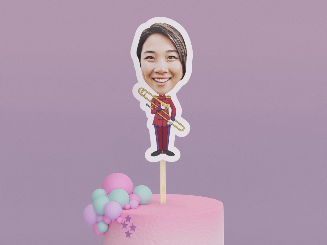 Cartoon Trombone Player Cake Toppers - Custom Birthday Party Cake ...