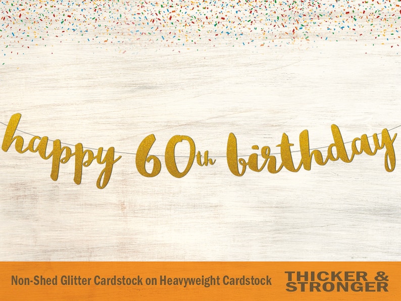 Happy 60th Birthday Banner Cursive Letters 60th Birthday | Etsy