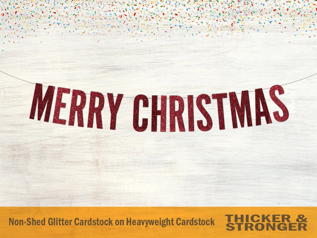 Merry Christmas Banner, Block Letters - Holiday Banner, Cheers Banner ...
