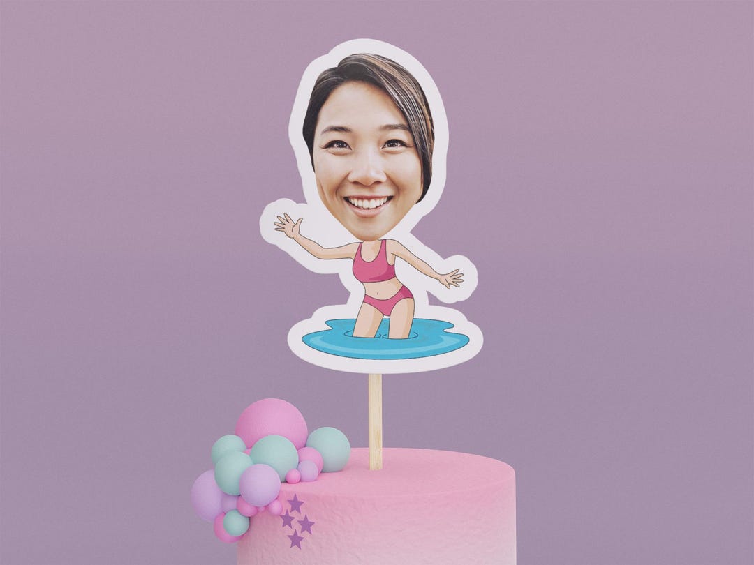 Cartoon Swimmer Cake Toppers - Custom Birthday Party Cake Toppers ...