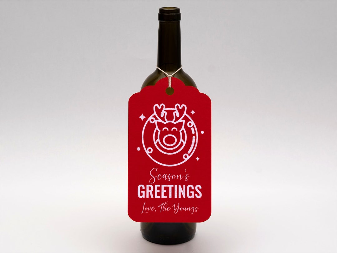 Holiday Gift Tag - Season's Greetings, Christmas, Reindeer, Printed Tag ...