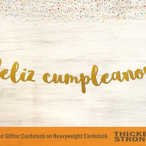 Feliz Cumpleanos Banner, Script Font - Spanish Happy Birthday Banner ...