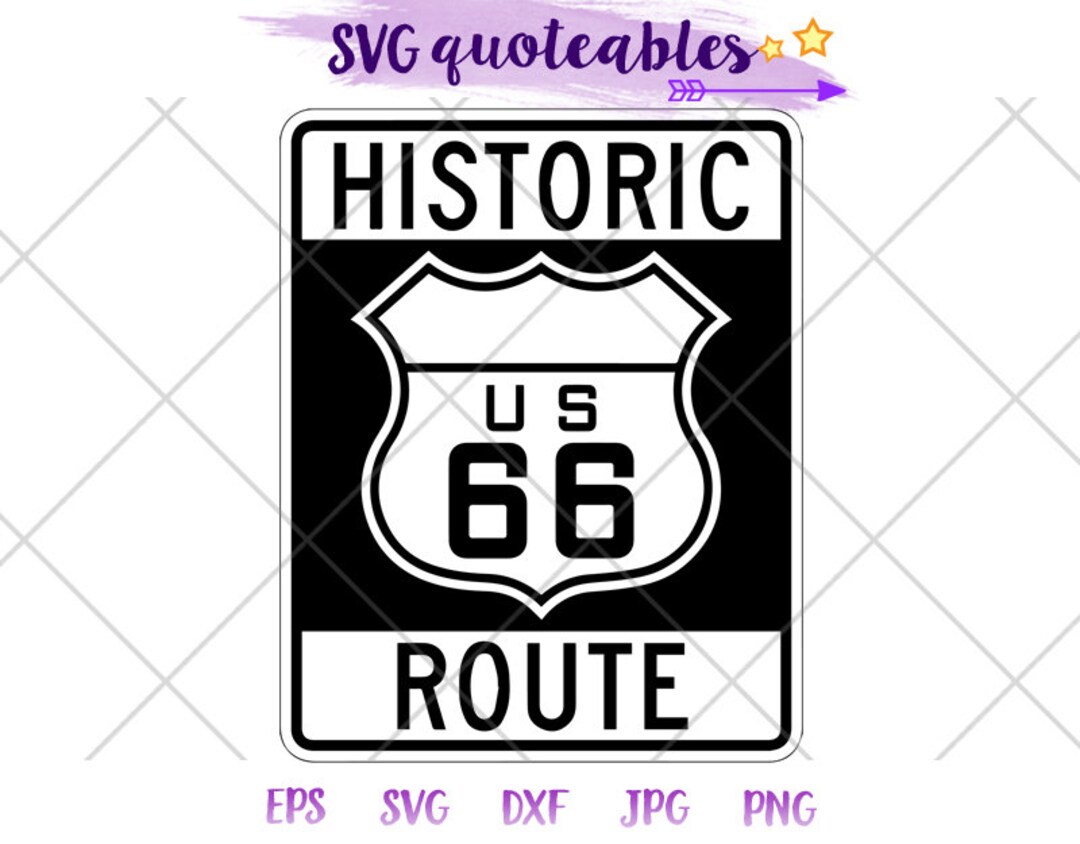 Historic Route 66 Silhouette SVG Clipart Cut File, Roadtrip Adventure ...