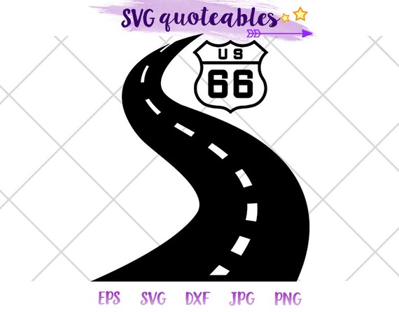 Travel Route 66 Road With Interstate Shield Silhouette SVG - Etsy