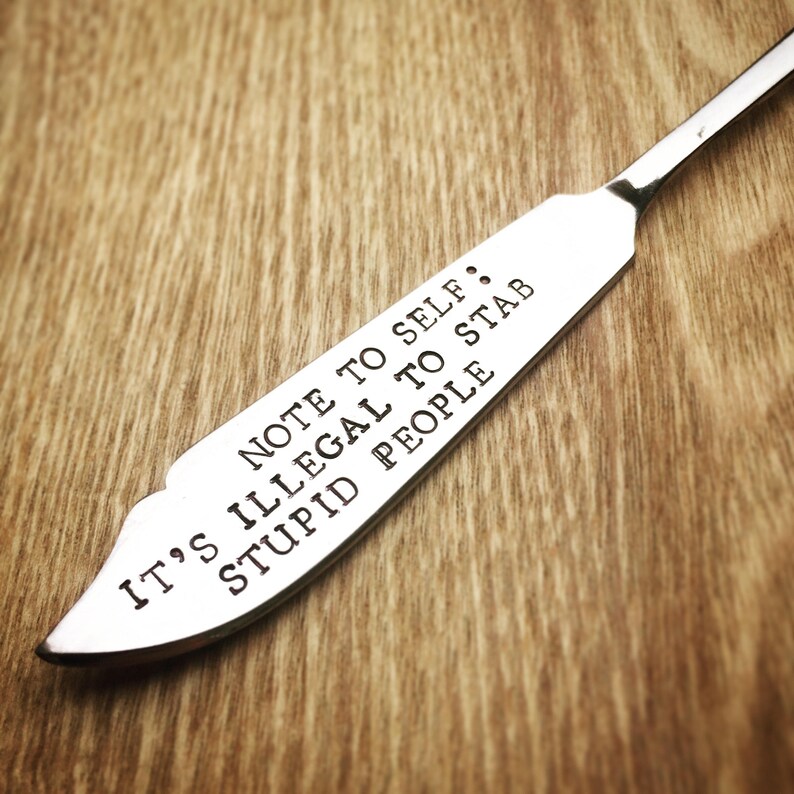 Custom Personalised STAMPED KNIFE Note to Self It's - Etsy