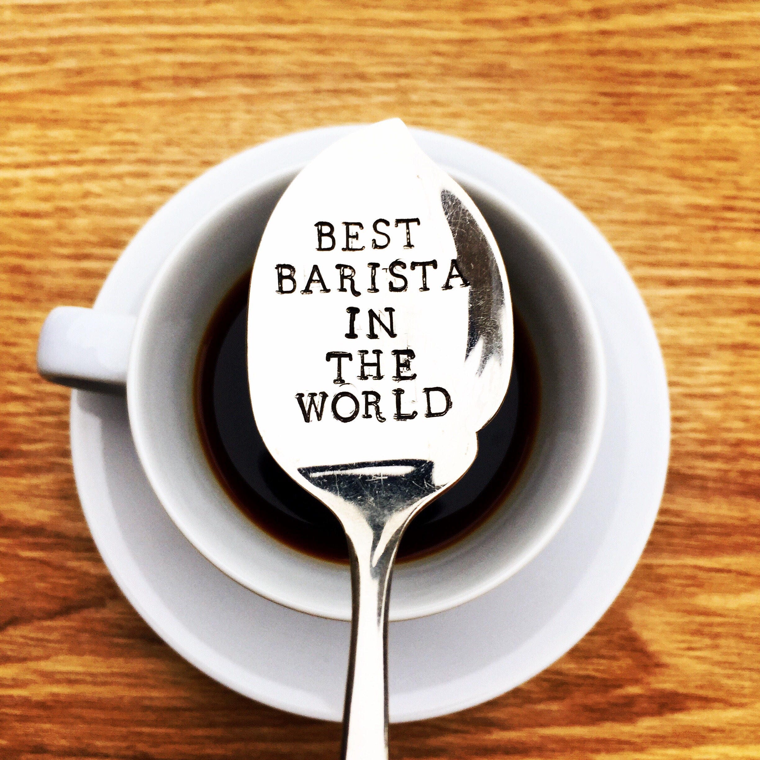 Best Barista In The World Custom Hand Stamped Teaspoon | Etsy