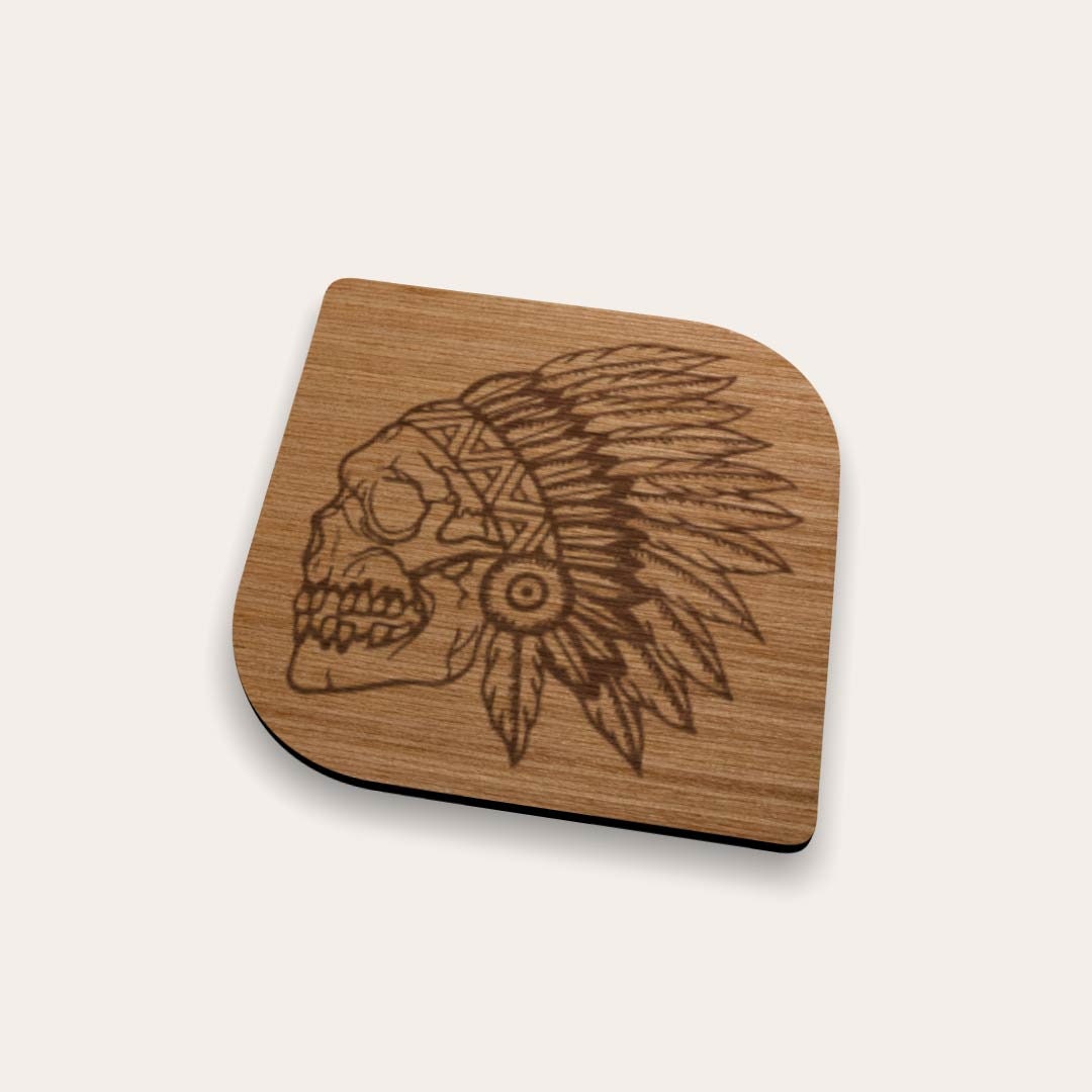 Native Skull 262-560 Coaster (set of 4) - Etsy