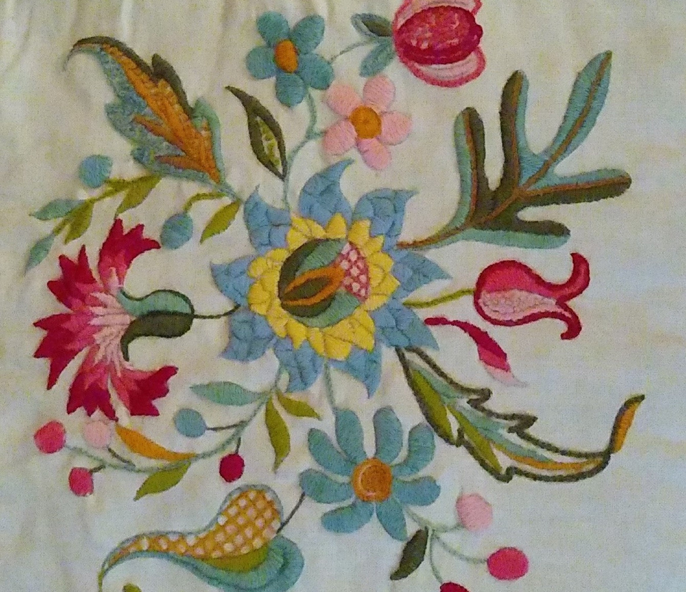 Vintage Crewel Embroidered Jacobean Style Cushion 2 - Etsy