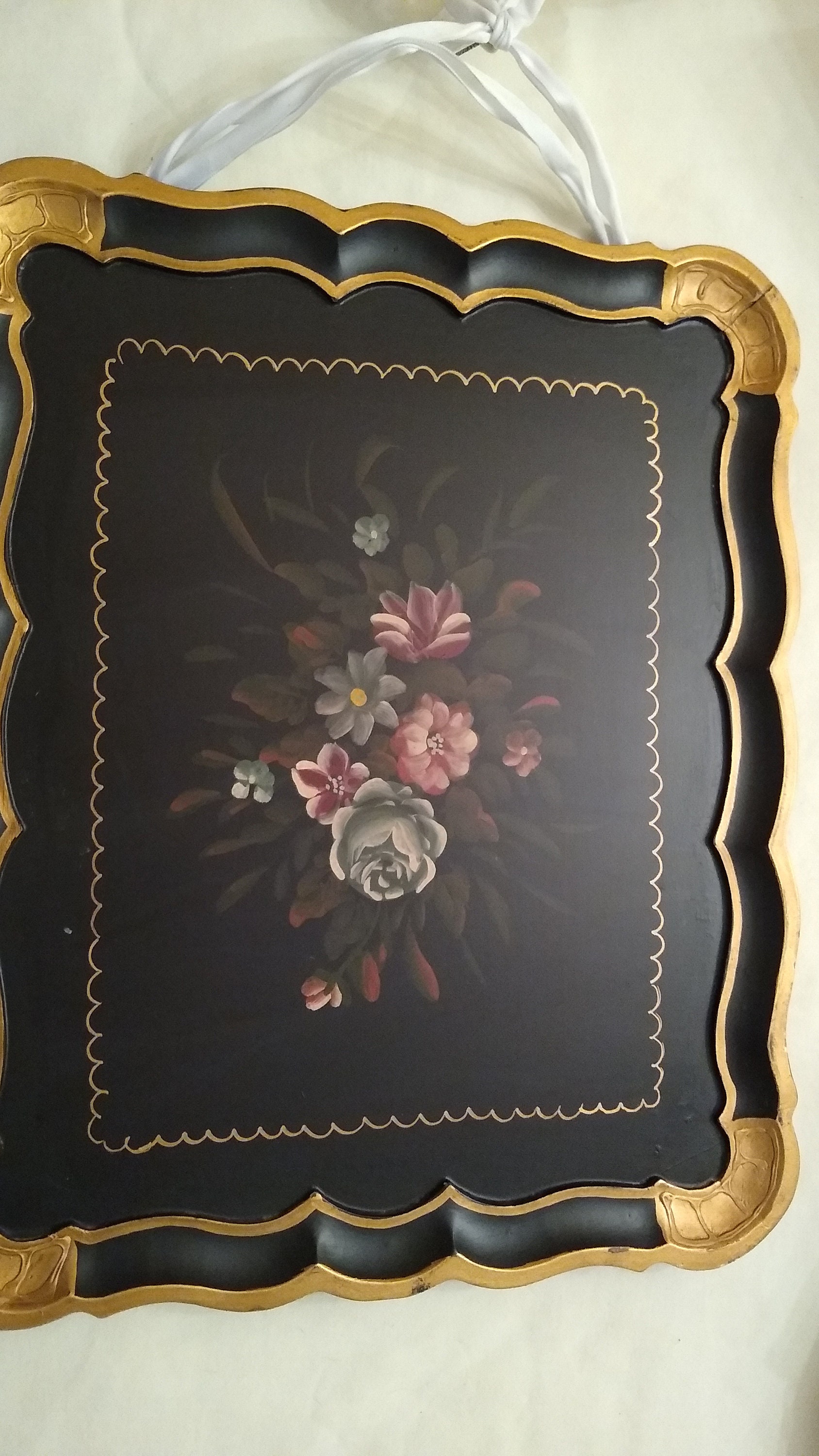 Vintage Tole Style Wooden Tray - Etsy