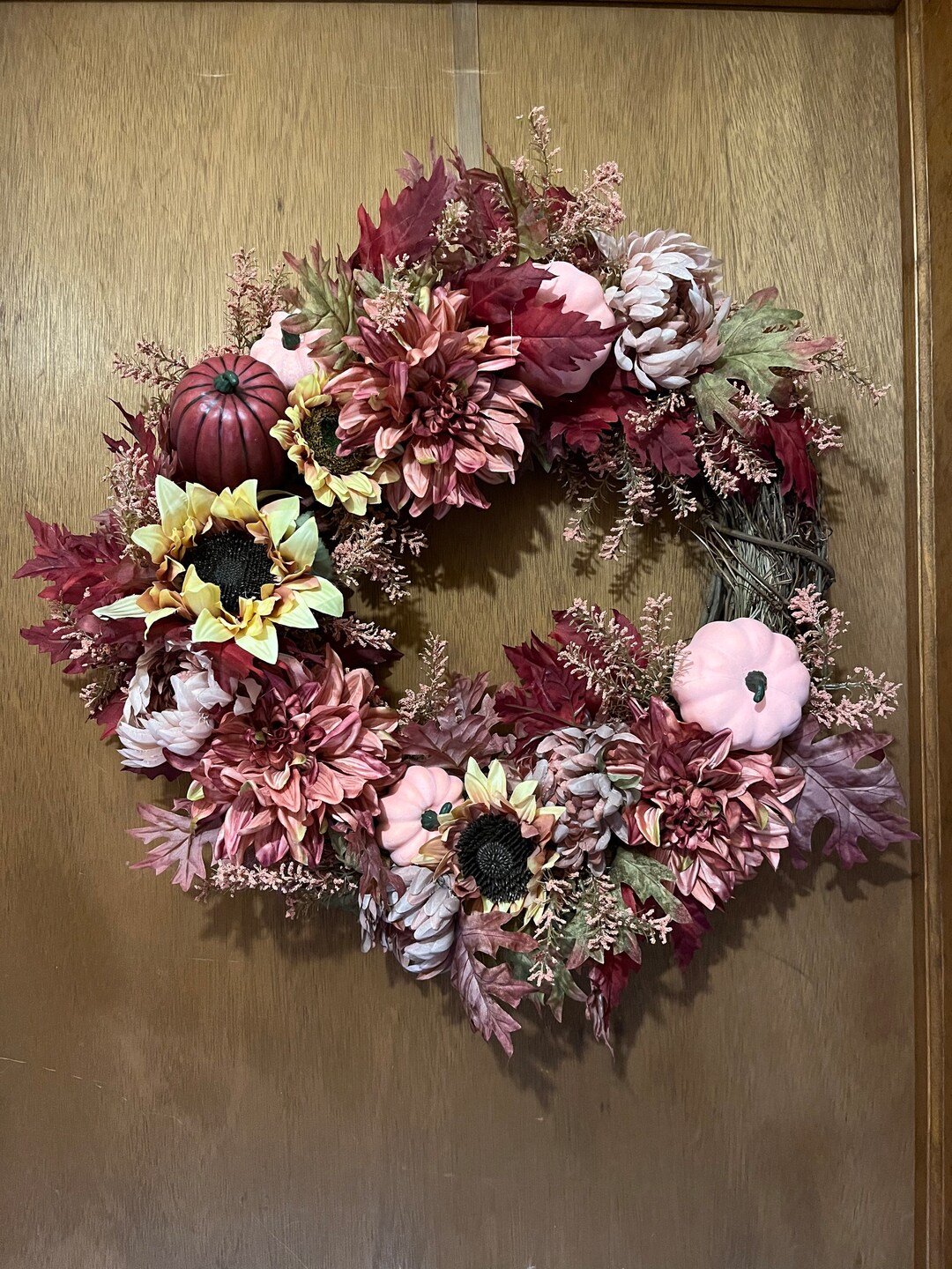 Autumn Wreath Fall Grapevine Wreath Pink Fall Wreath - Etsy