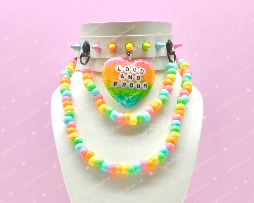 LGBTQ Pride Kandi Choker Necklace Rainbow Kandi Rave Accessories Pride ...