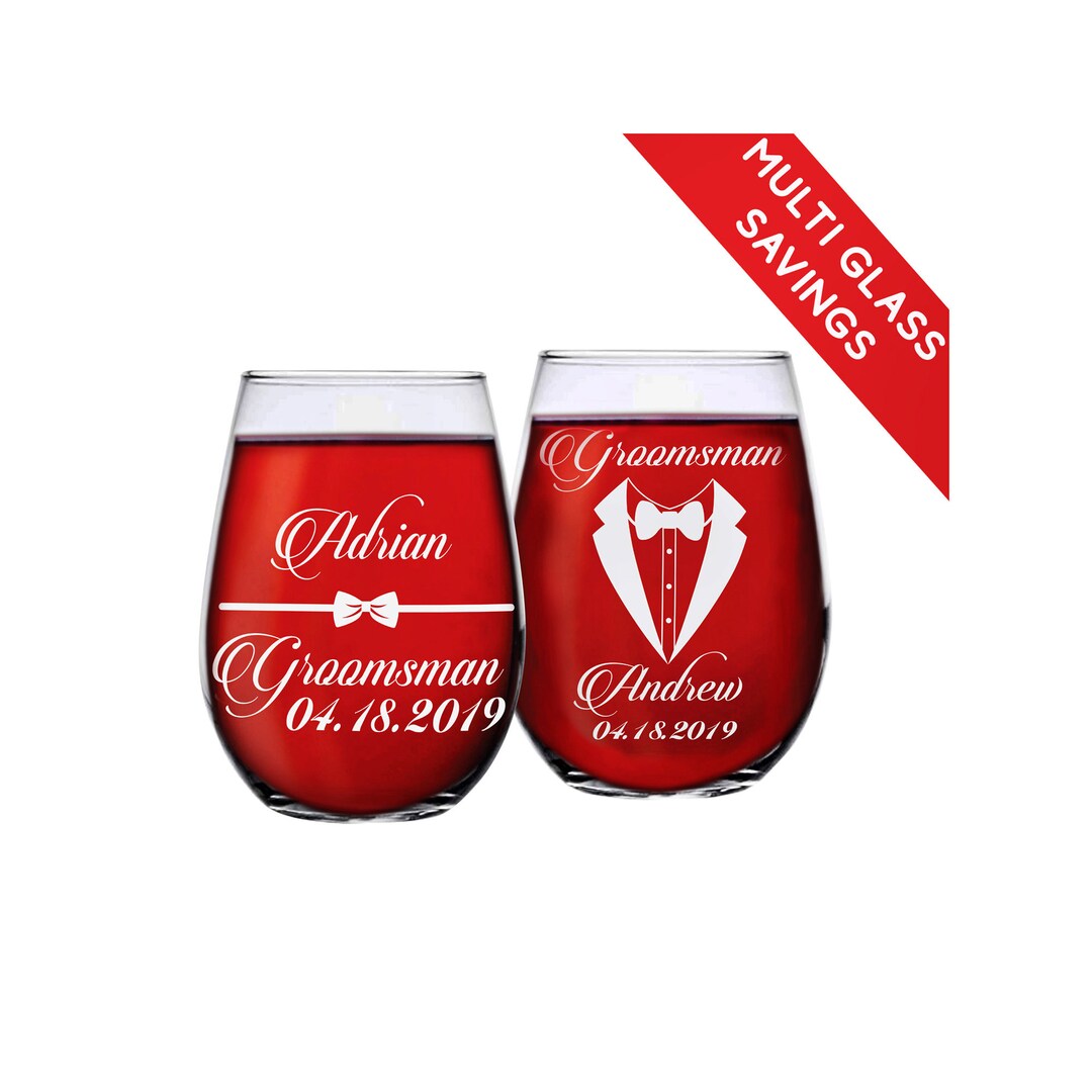 Etched Wine Glass Etched Glass Set Wedding Party Glass Etsy