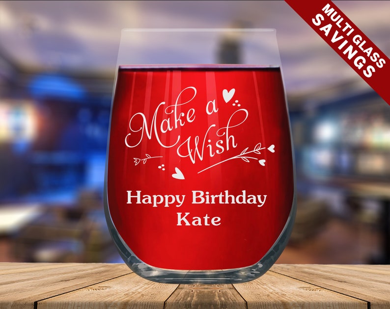 ENGRAVED WINE GLASS Custom Print Design Birthday Wine - Etsy
