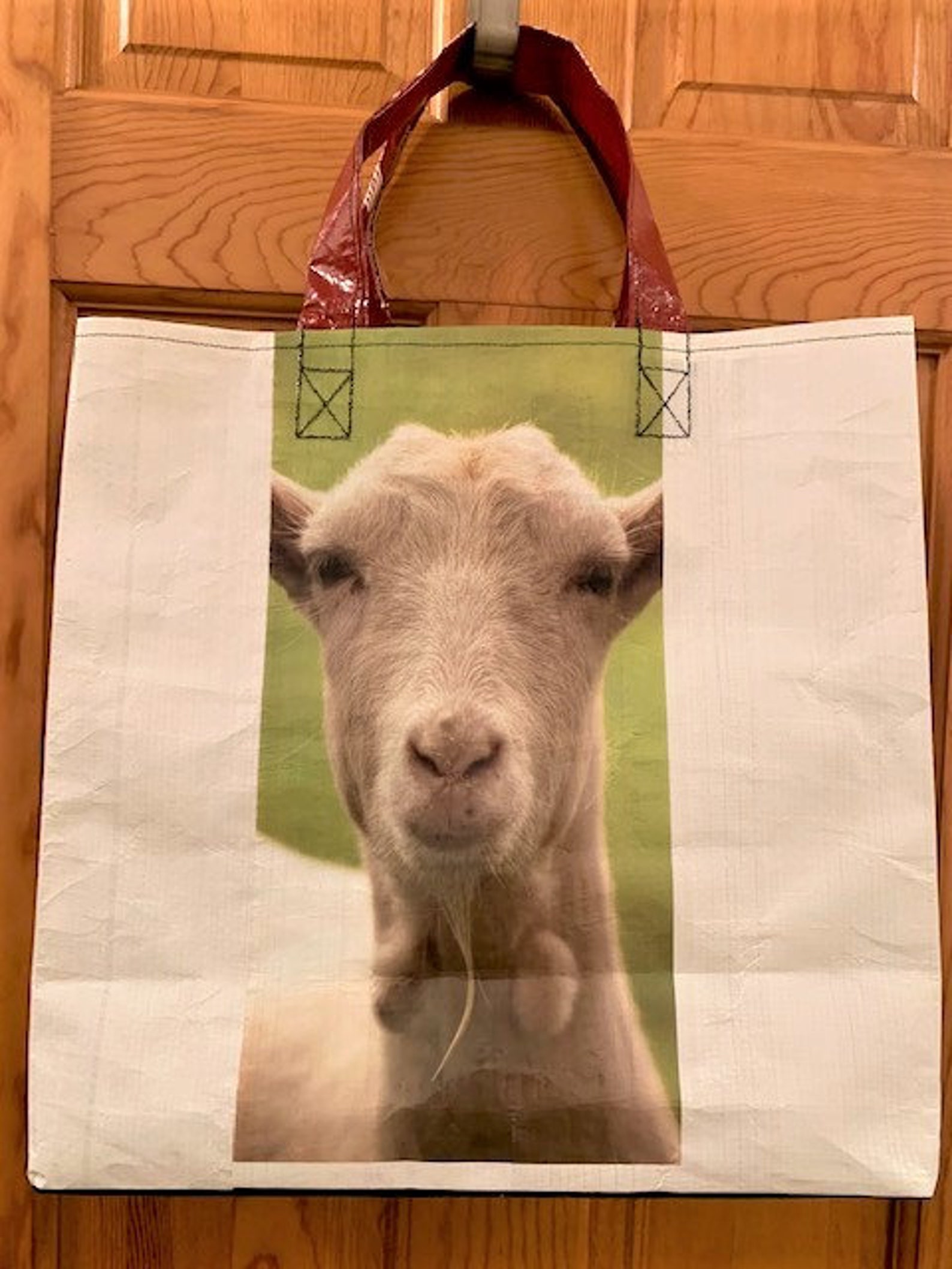 Reusable Tote Bag, GOAT Design, Upcycled Feed Bags, Market Bag ...