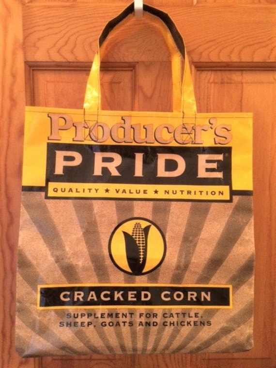 Reusable Tote Bag-Cracked Corn design-Upcycled feed bags | Etsy