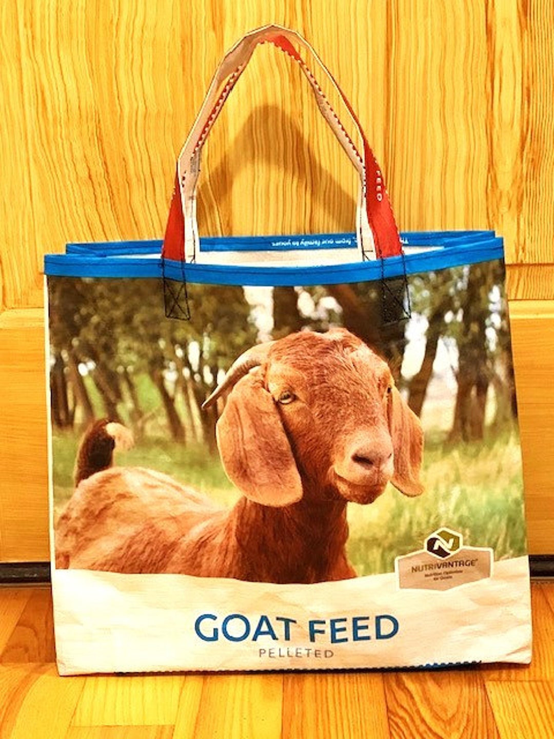 Reusable Tote Bag, GOAT Feed Design, Upcycled Feed Bags, Market Bag ...