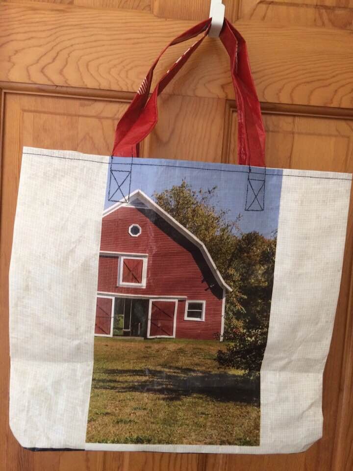Reusable Tote Bag, Upcycled Feed Bags, Grain Bag, Project Tote, Big Red ...